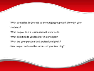 Interview questions answers elementary teacher | PPTX