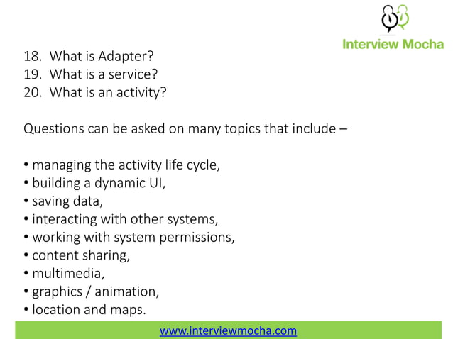 Interview questions for an Android Developer | PPT