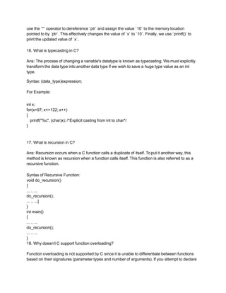 Interview Questions For C Language .pptx | Programming Languages ...