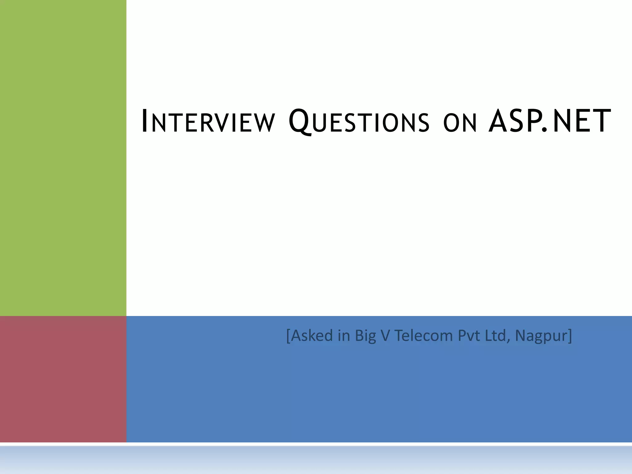 Interview questions on asp | PPT