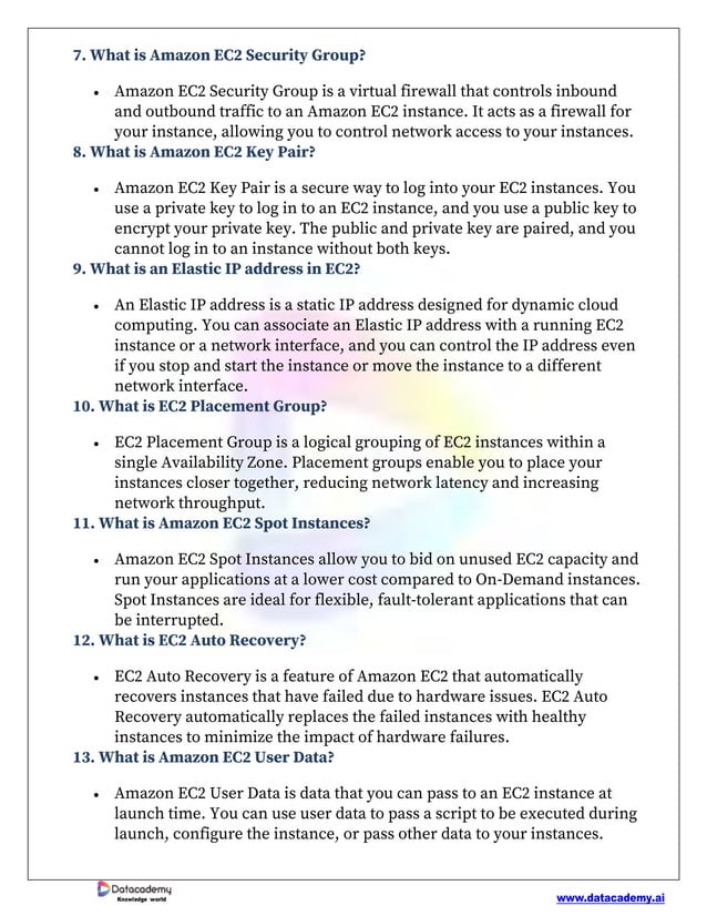 Interview Questions on AWS Elastic Compute Cloud (EC2).pdf | Cloud Computing | Internet