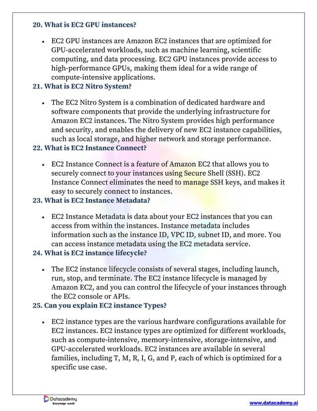 Interview Questions on AWS Elastic Compute Cloud (EC2).pdf | Cloud Computing | Internet