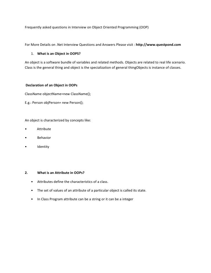 Basics of oops interview questions - revolutionloki Basics of oops interview questions - revolutionloki