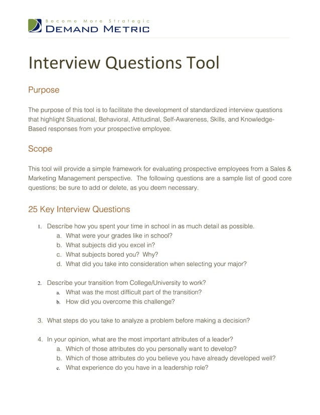 Interview Questions Tool | DOC