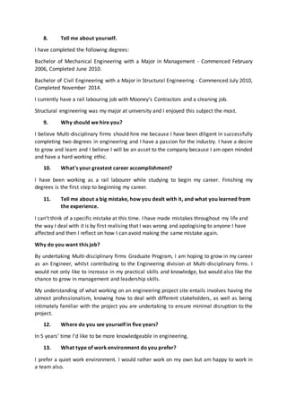 Multiple Interview Question Answers | DOCX