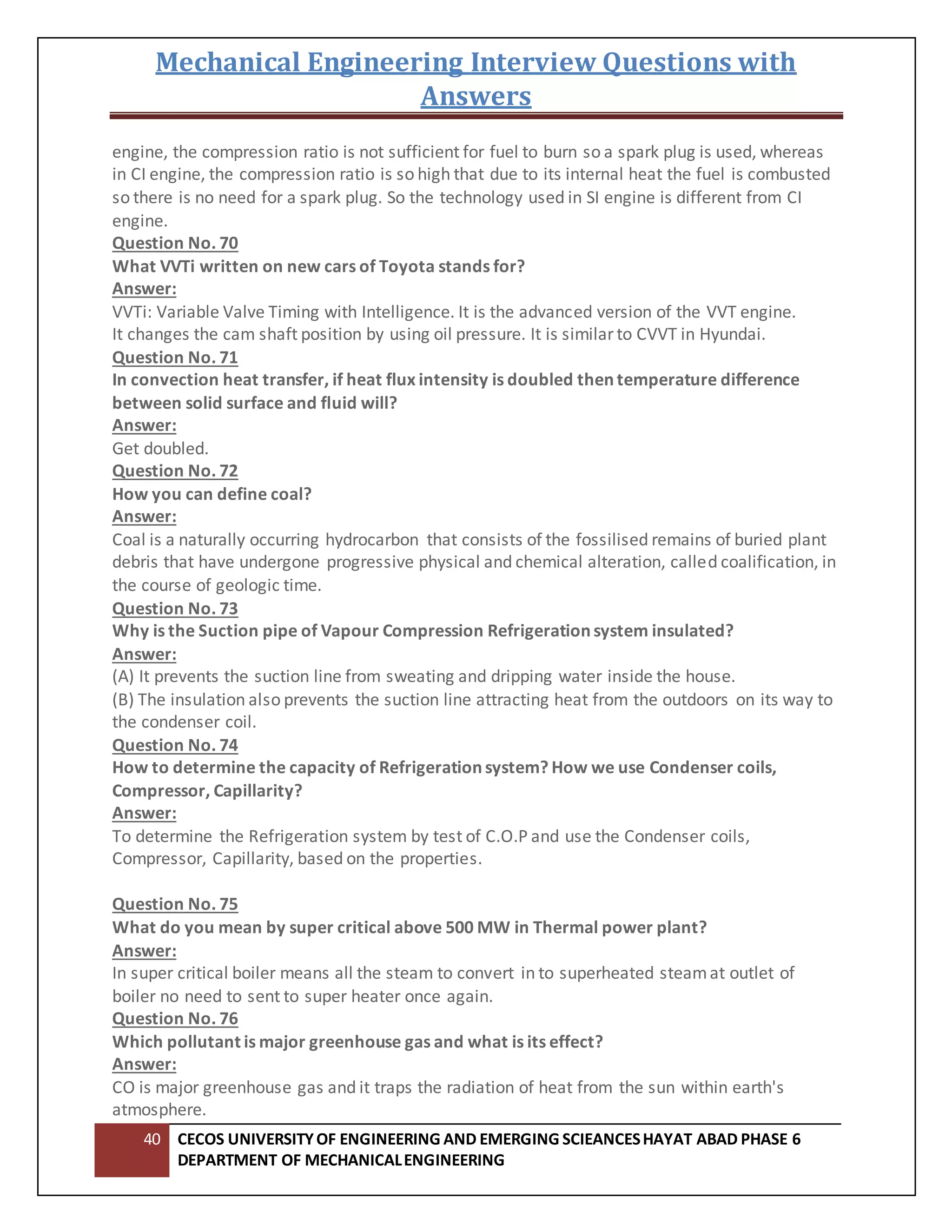 Interview questions with answers on mechanical design | DOCX