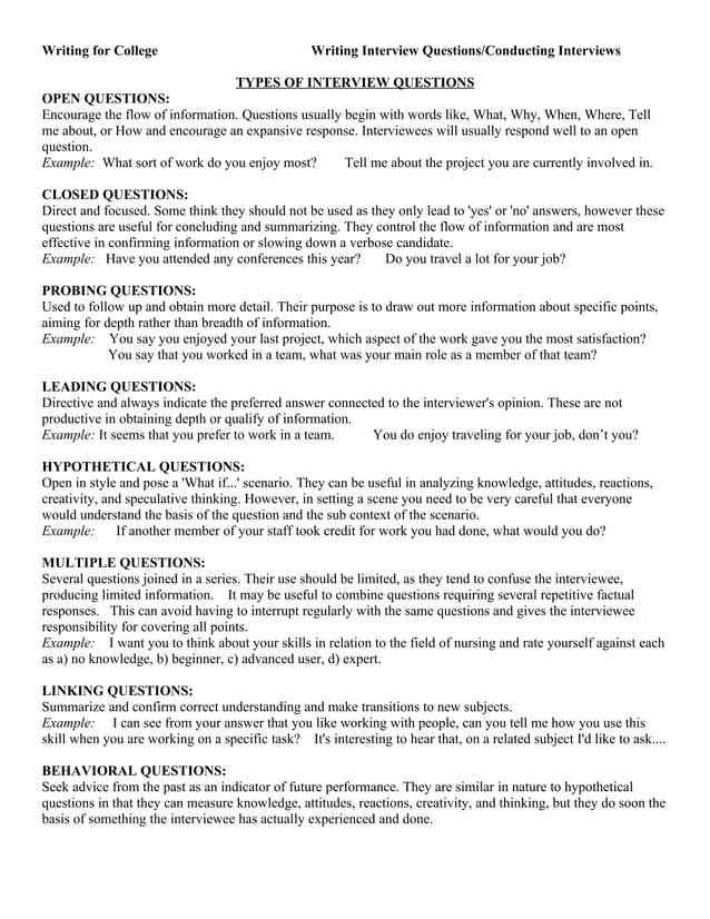 Interview question types | PDF