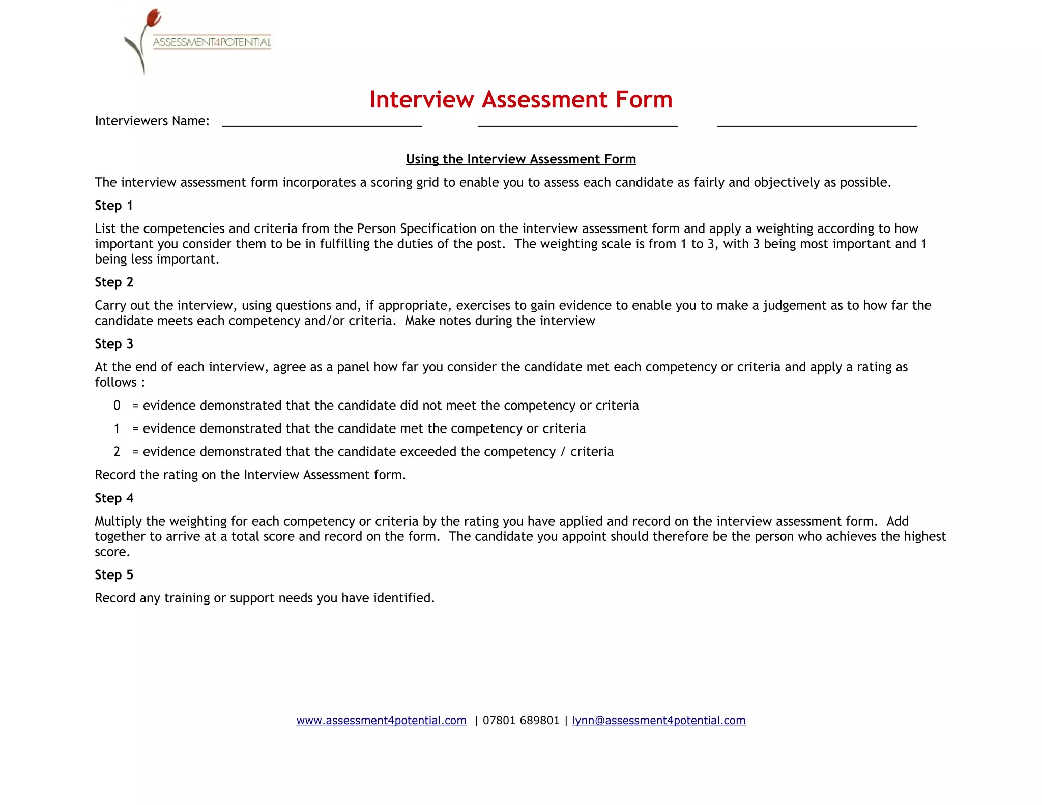 Interview record form | DOC