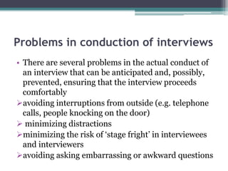 Interview research method in qualitative research methods | PPTX