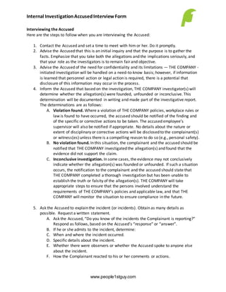 Employee Investigation Accused Interview Form and Notes | DOCX