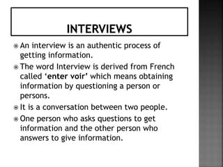 Interviews and profiles | PPTX