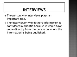 Interviews and profiles | PPTX