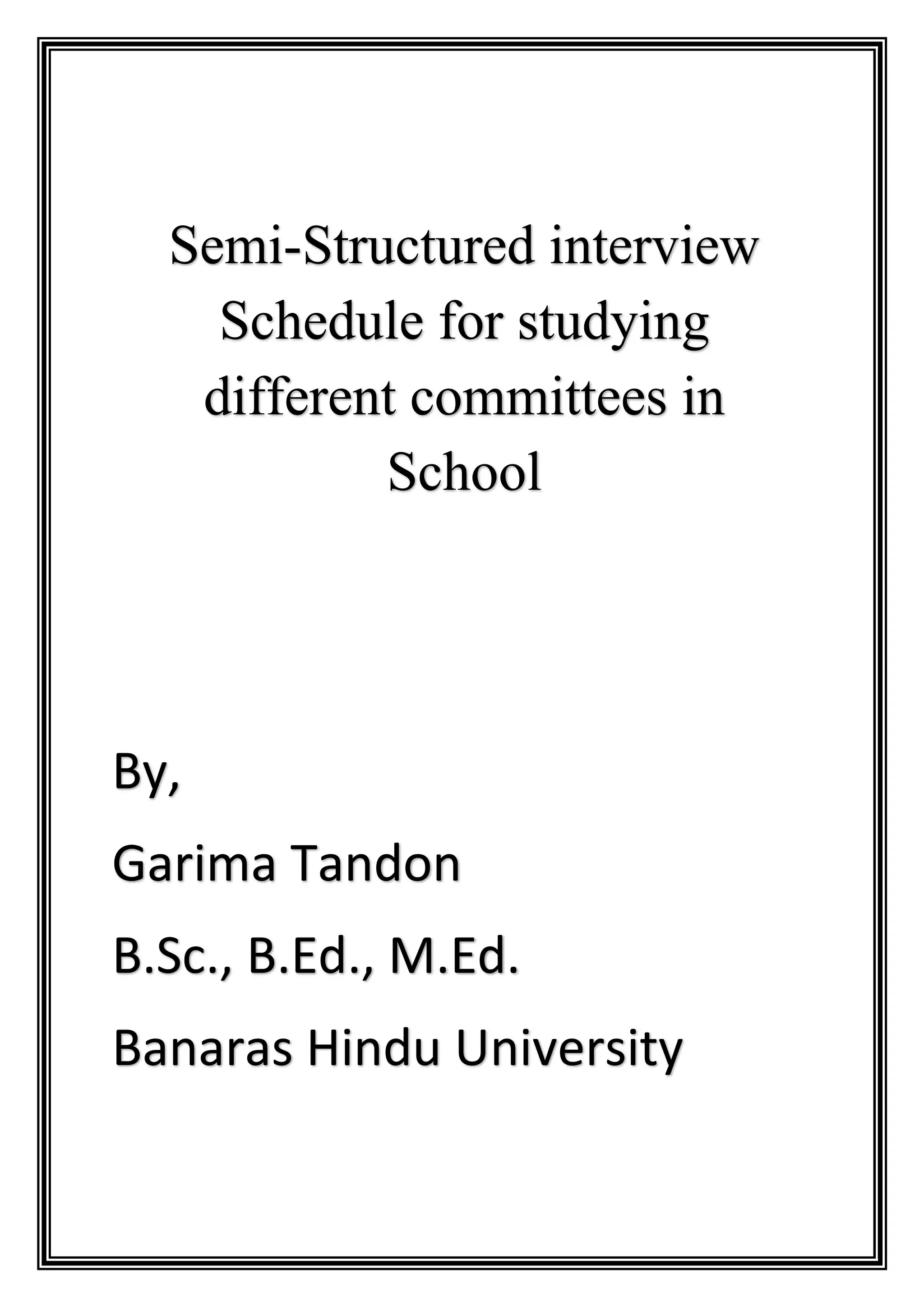 Interview schedule by Garima Tandon | PDF