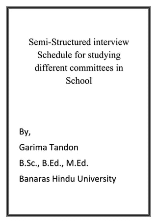 Interview schedule by Garima Tandon | PDF