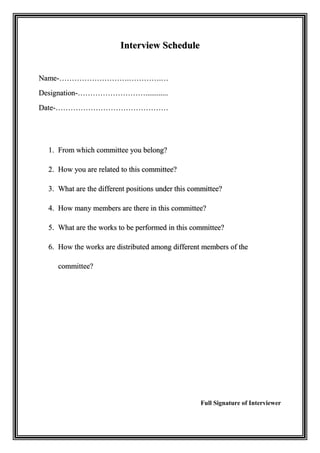 Interview schedule by Garima Tandon | PDF