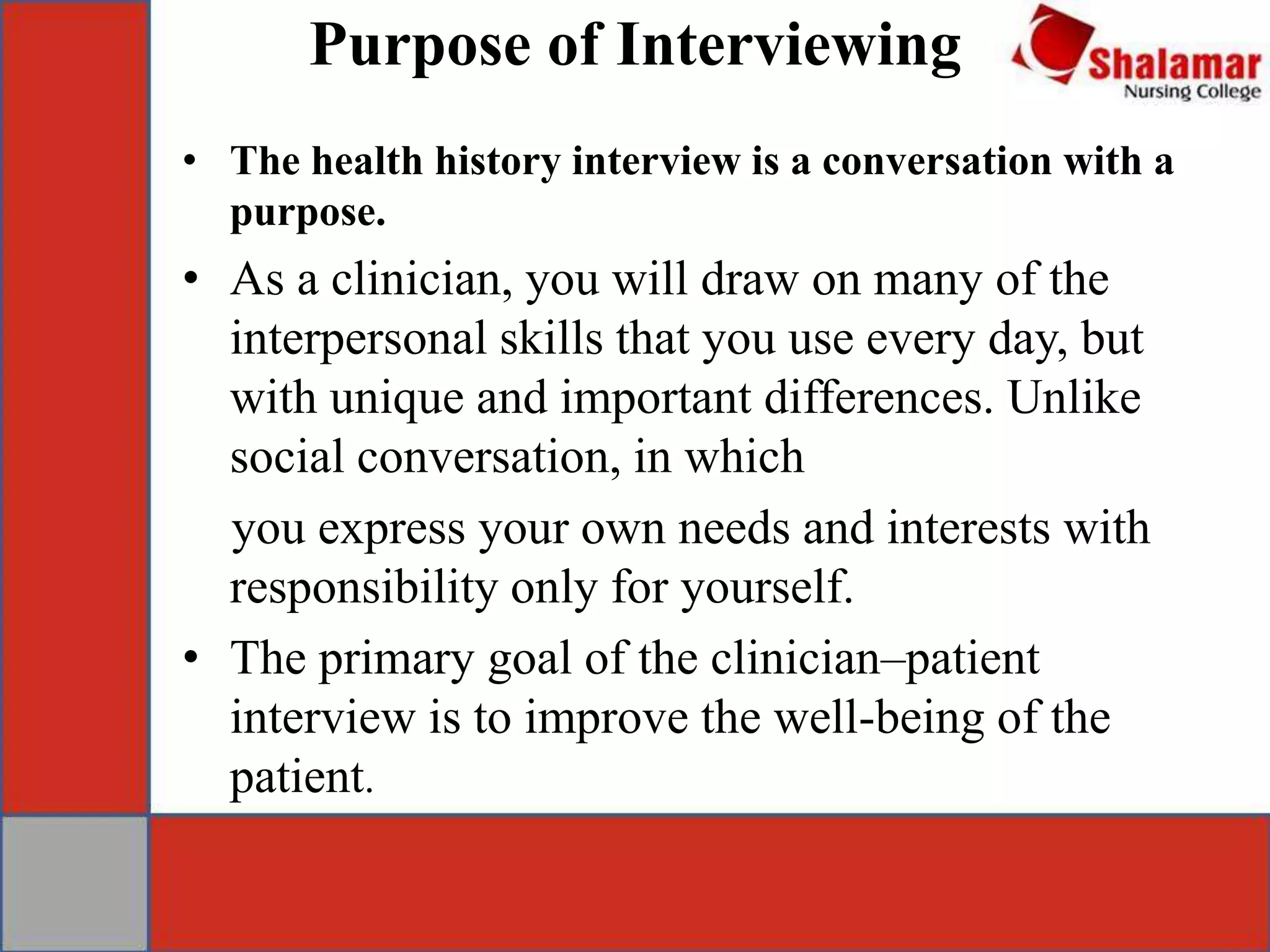 Interviewing skills & Health History | PPT