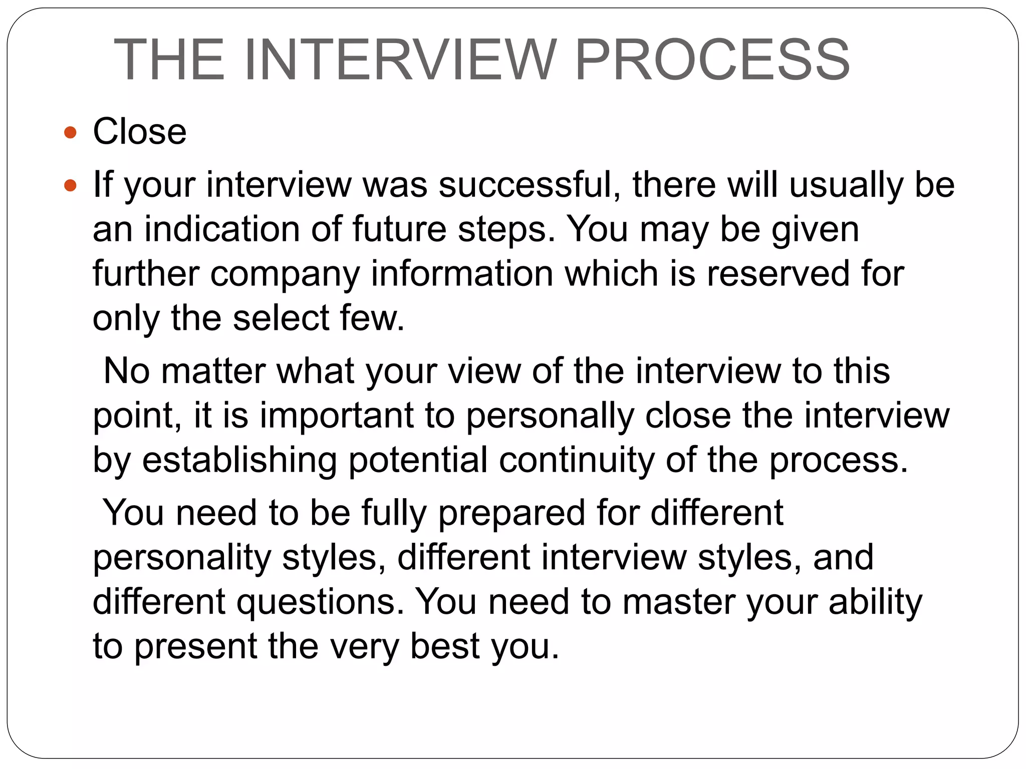 Interview skills presentation | PPTX