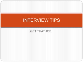 Interview skills presentation | PPTX