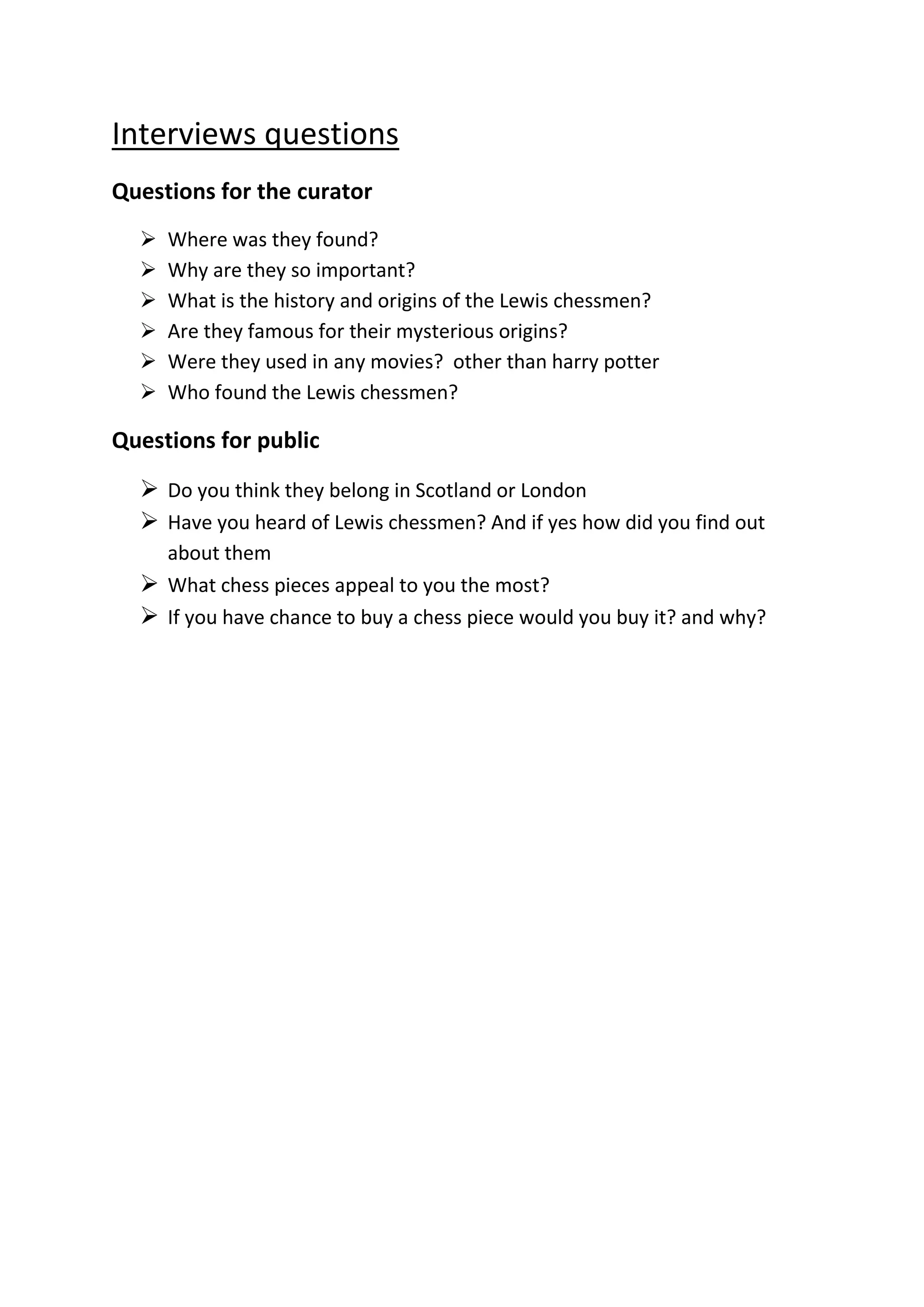 Interviews questions | DOCX