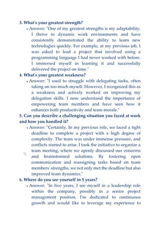 interviews questions, les questions des interviews | PDF