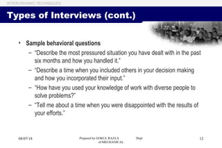 Interview Techniques Basic Needs To Develop Your Interview Skills | PPT