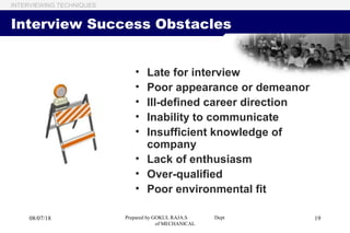 Interview Techniques Basic Needs To Develop Your Interview Skills | PPT