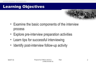 Interview Techniques Basic Needs To Develop Your Interview Skills | PPT