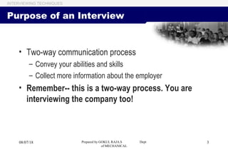 Interview Techniques Basic Needs To Develop Your Interview Skills | PPT