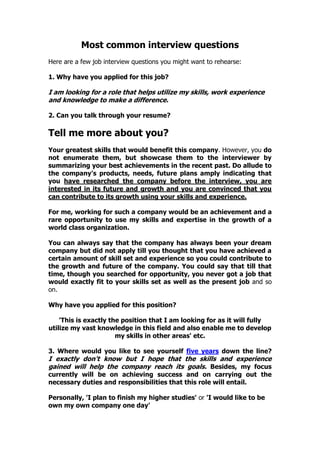 Interview Techniques Final | DOCX | Resume Writing and Advice | Job Search