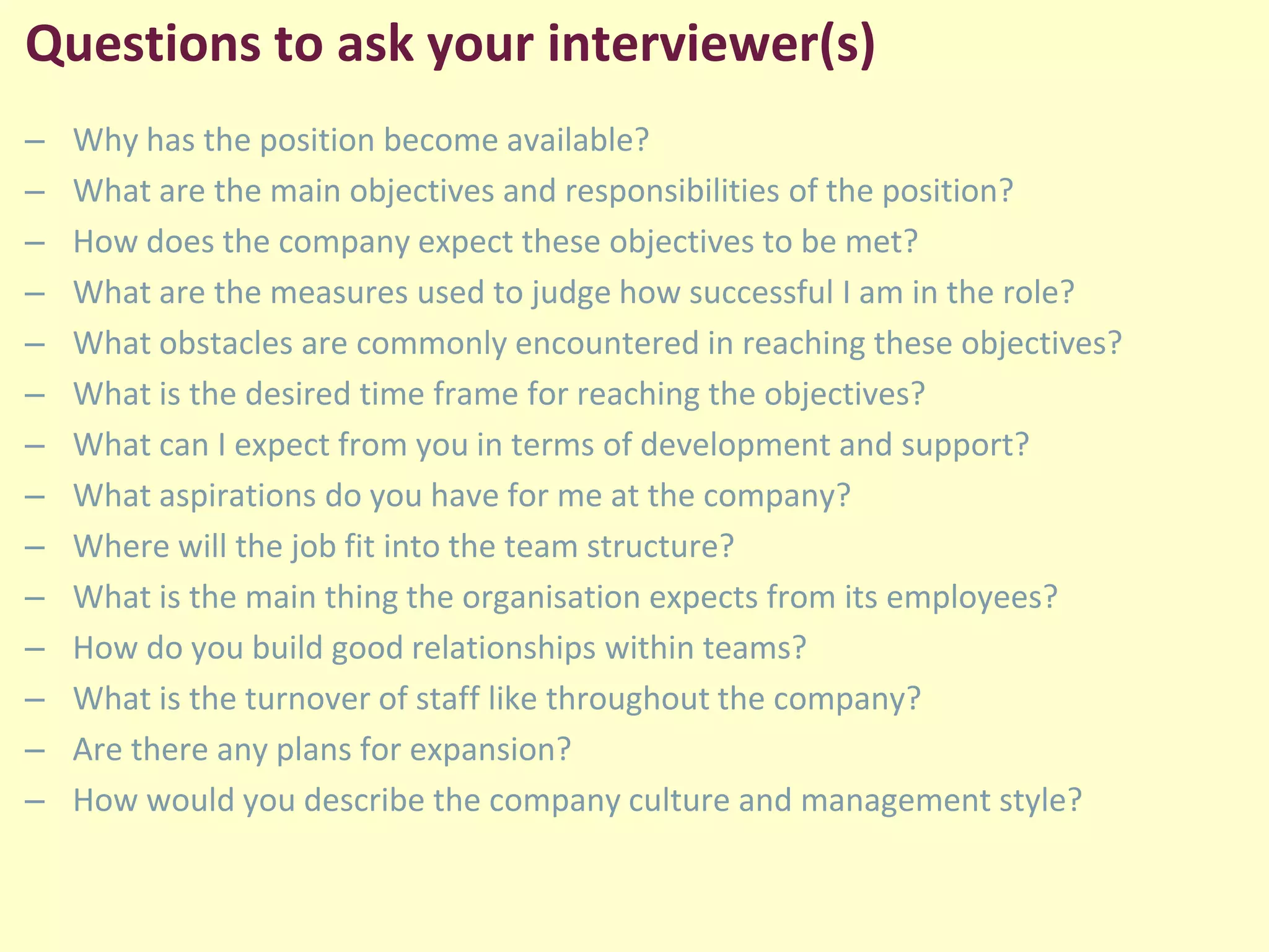 Interview techniques workshop 2018 | PPSX