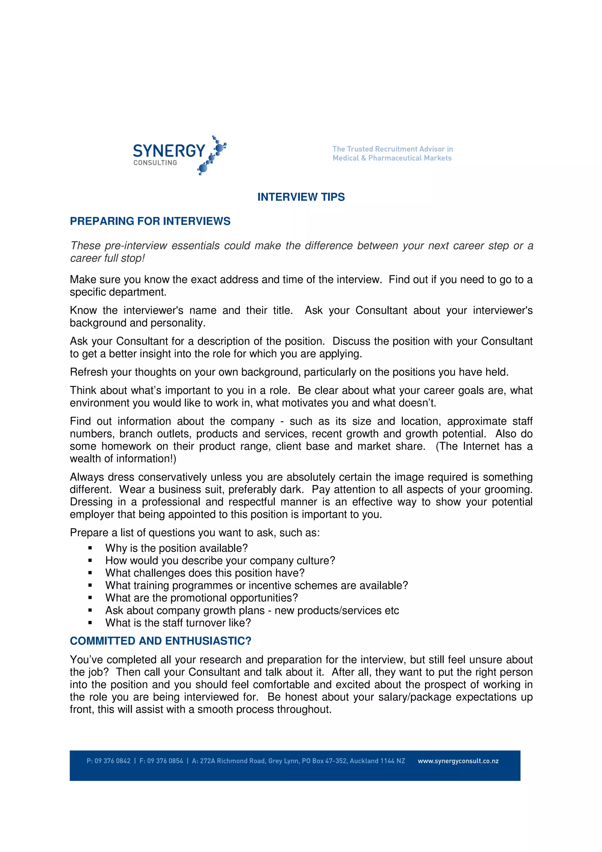 Interview tips | PDF