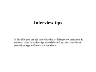 Interview tips | PPTX
