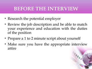 INTERVIEW TIPS: A KEY TO GET INTO JOB | PPT