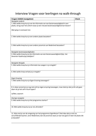 Interview vragen voor leerlingen na walk through | PDF