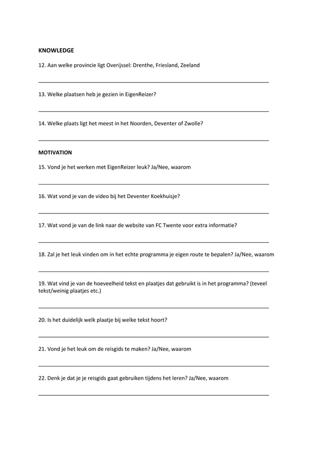 Interview vragen voor leerlingen na walk through | PDF