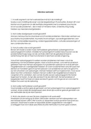 Interview werkveld Surplus | PDF