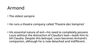 interview with a vampire- LITERATURE CLASS- ELİF | PPTX | Fiction | Books and Literature