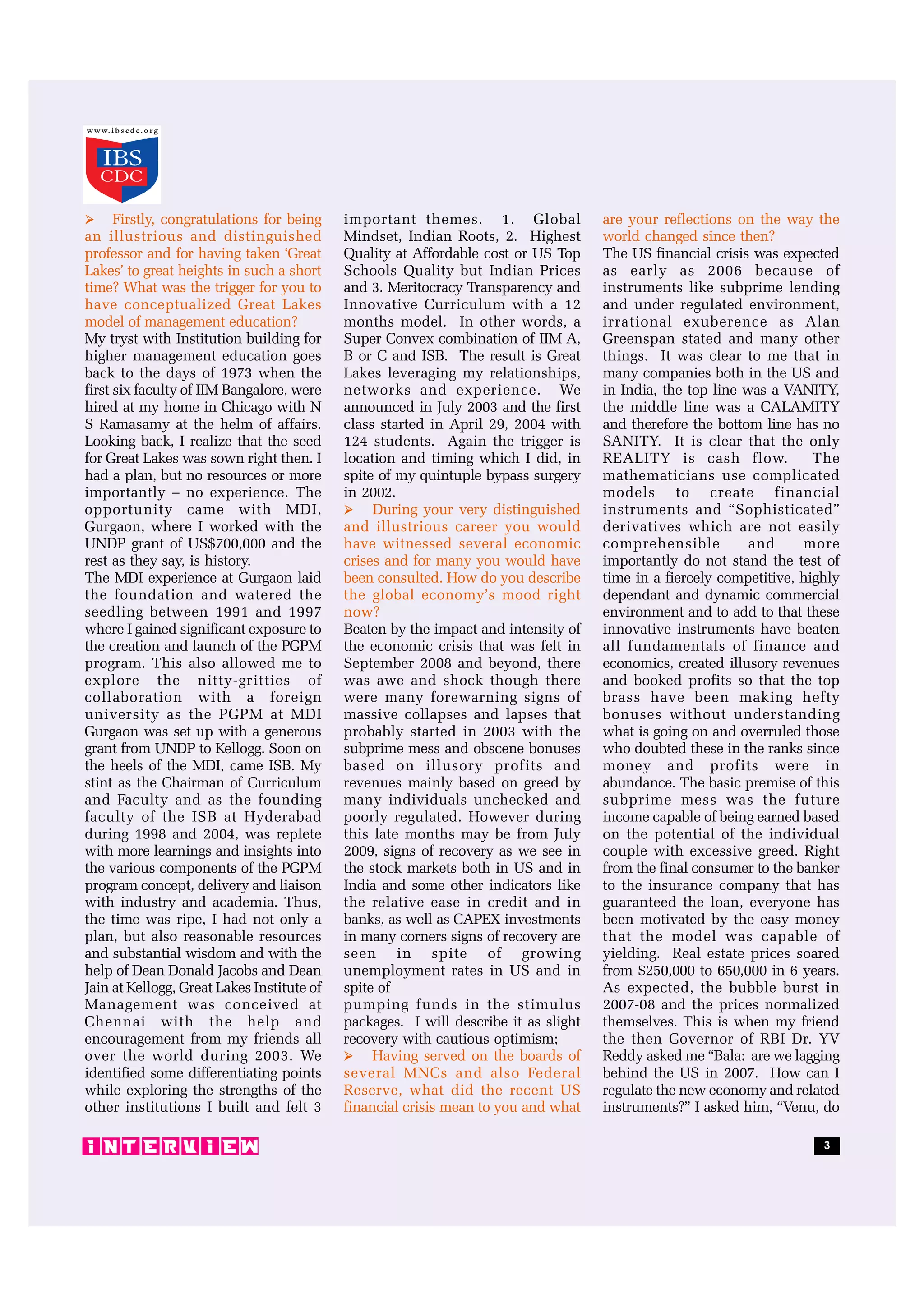 Interview With Dr. Bala V Balachandran | PDF