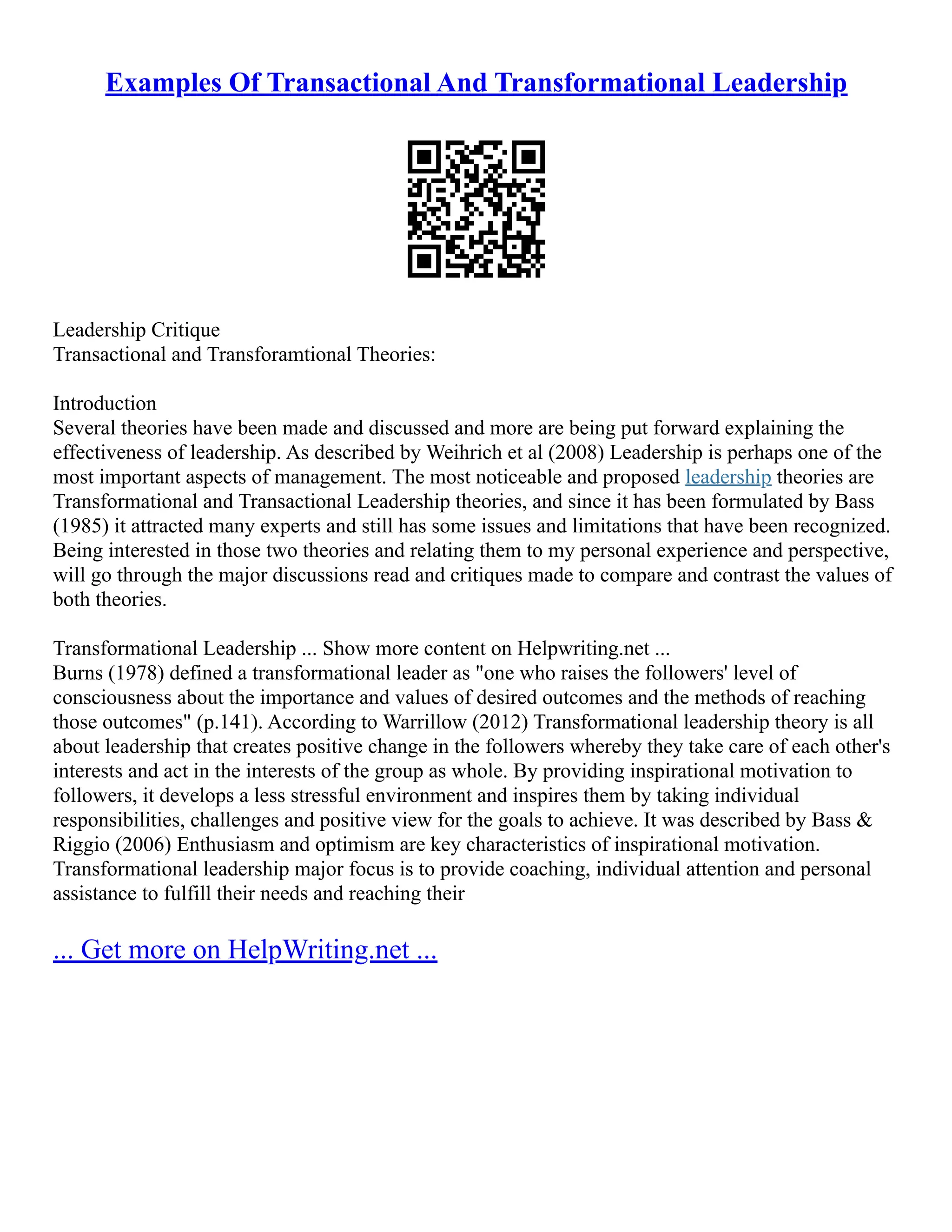 Interview With Transactional Leadership | PDF