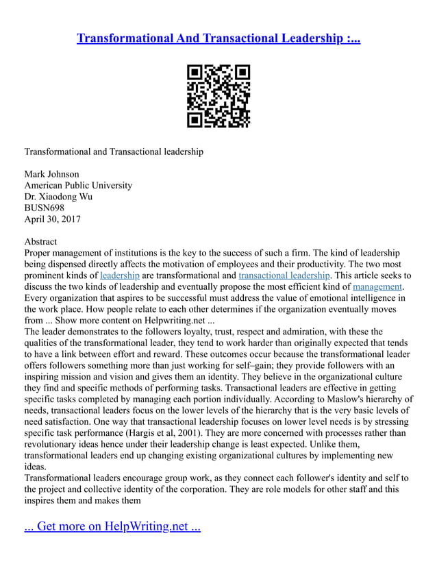 Interview With Transactional Leadership | PDF