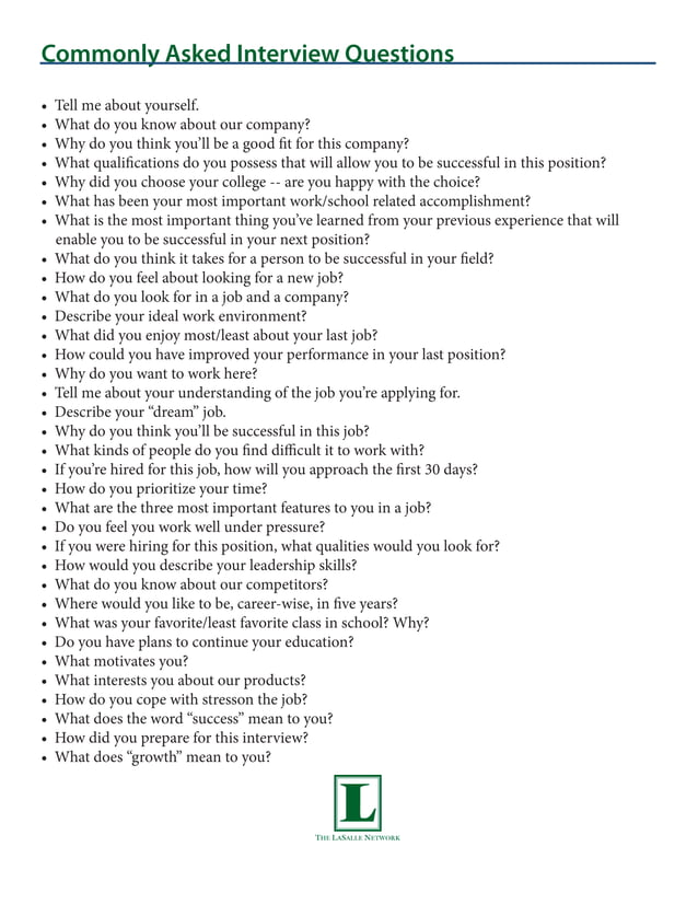 Interview Workshop Handout Packet | PDF