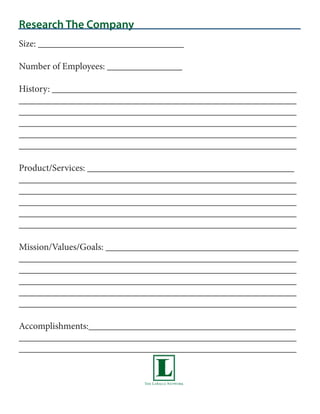 Interview Workshop Handout Packet | PDF | Resume Writing and Advice | Job Search