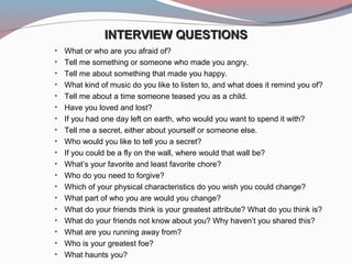 Interview Your Characters | PPT | Screenwriting | Content Production