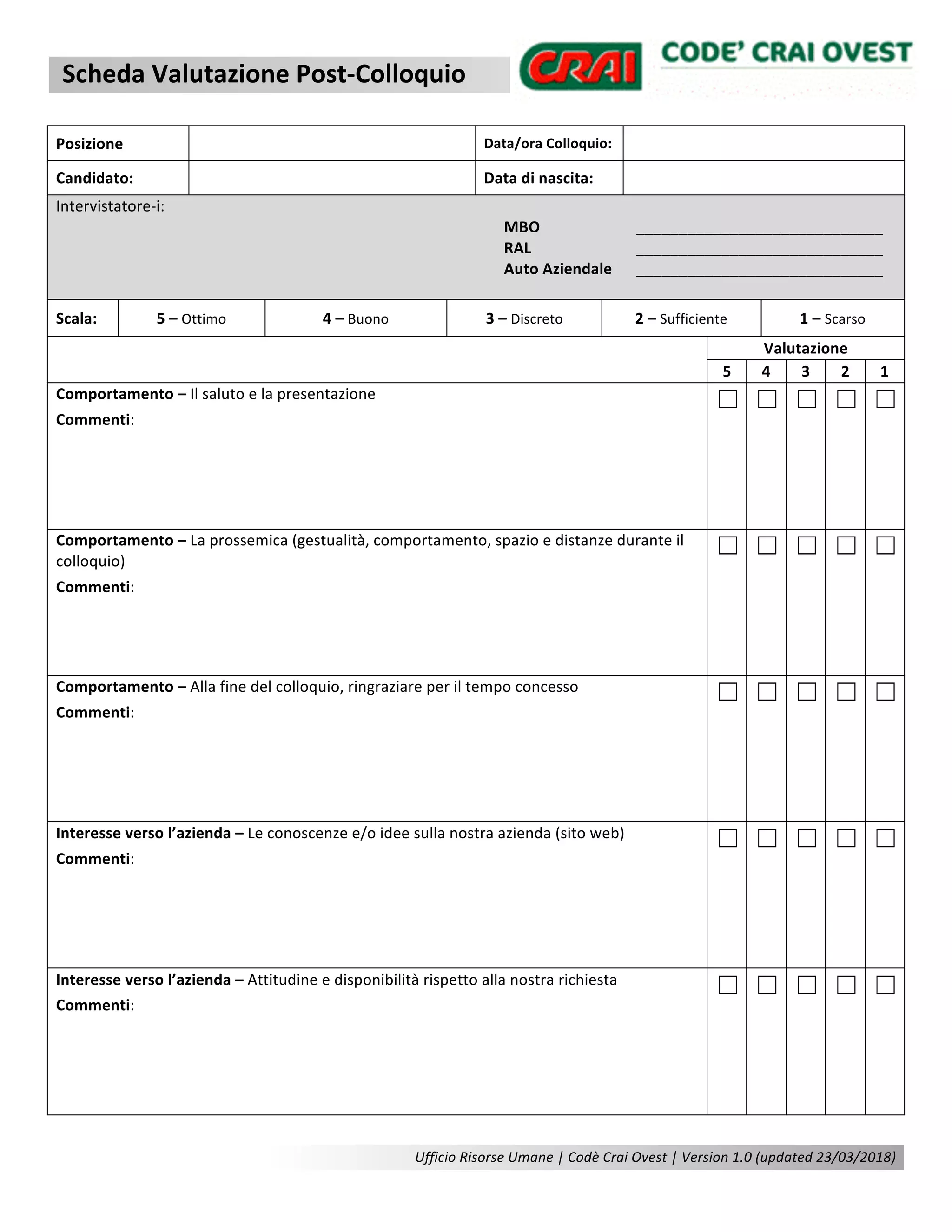 Intervista valutazione-modulo | PDF