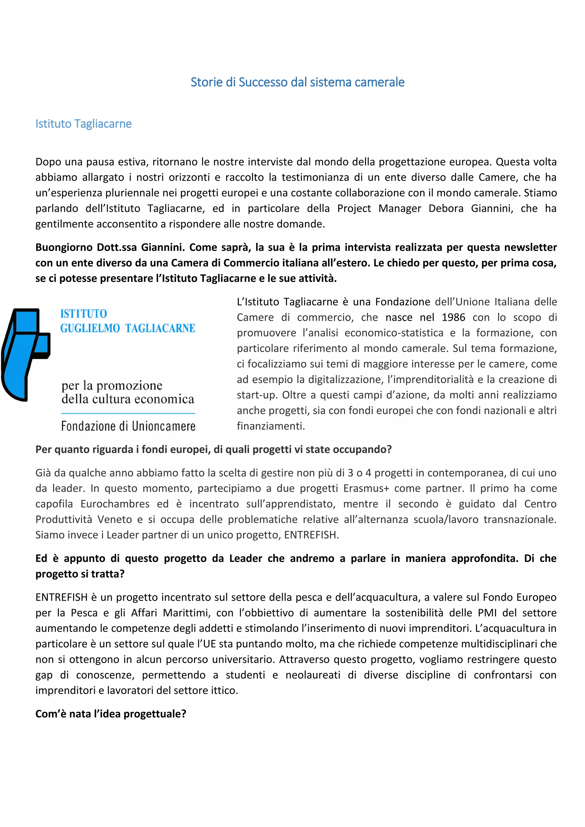 Intervista Debora Giannini- Istituto tagliacarne | PDF