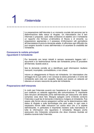 UNHCR, Intervistare i richiedenti asilo | PDF
