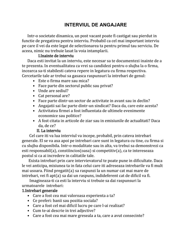 Interviul de angajare | PDF