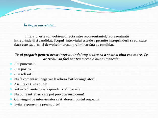 Interviul de angajare rasunoiu roxana | PPT