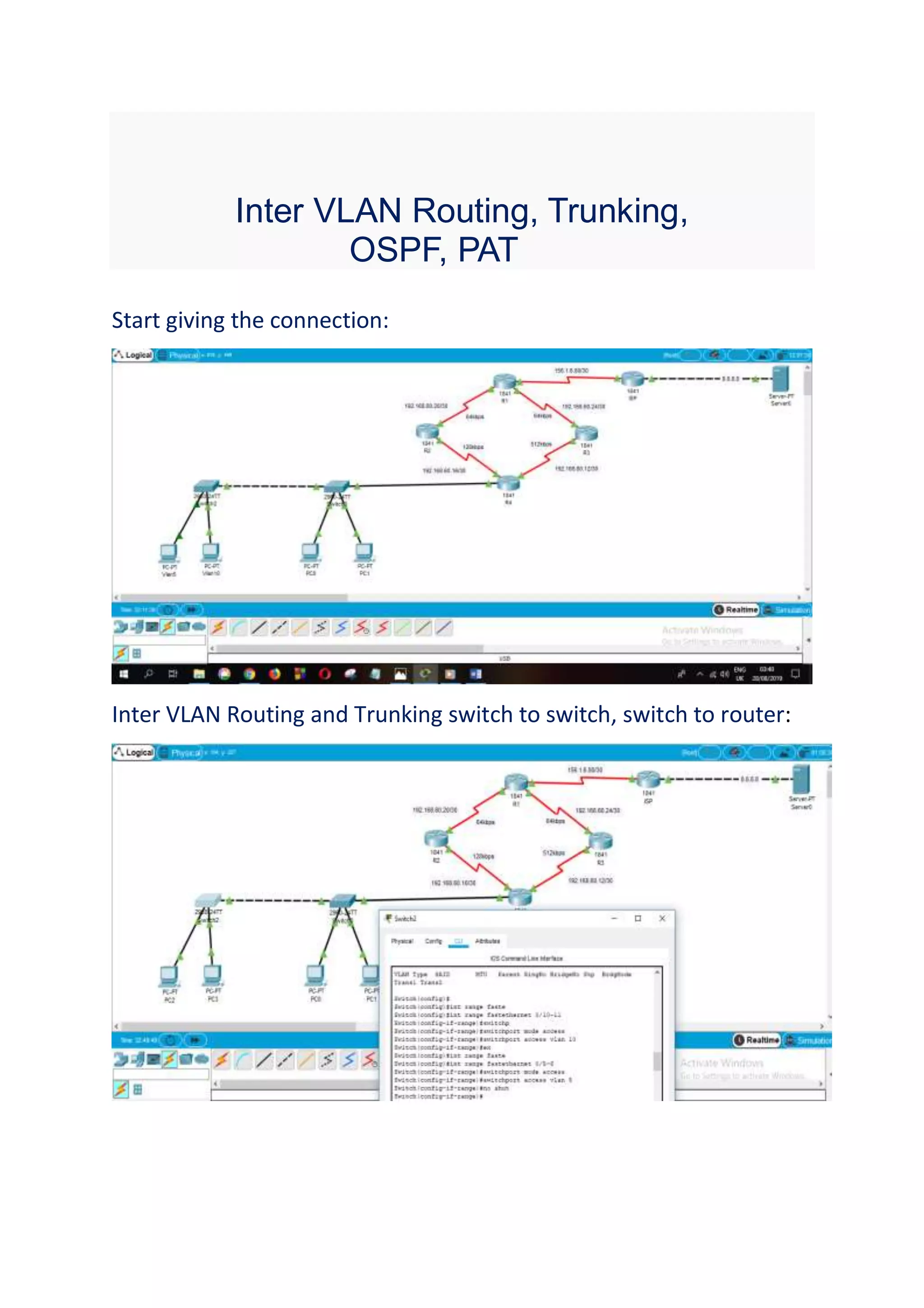 Inter Vlan,Routing,Trunking,Ospf and Pat | PDF | Computer Networking | Computing