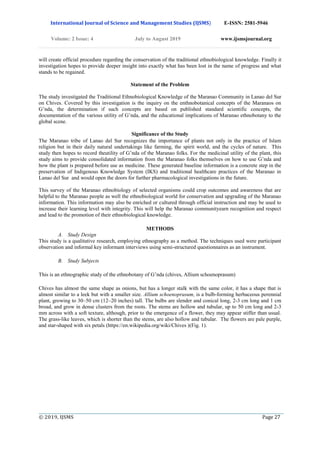 Maranao Ethnobiology of G’nda/Chives (Allium schoenoprasum) | PDF